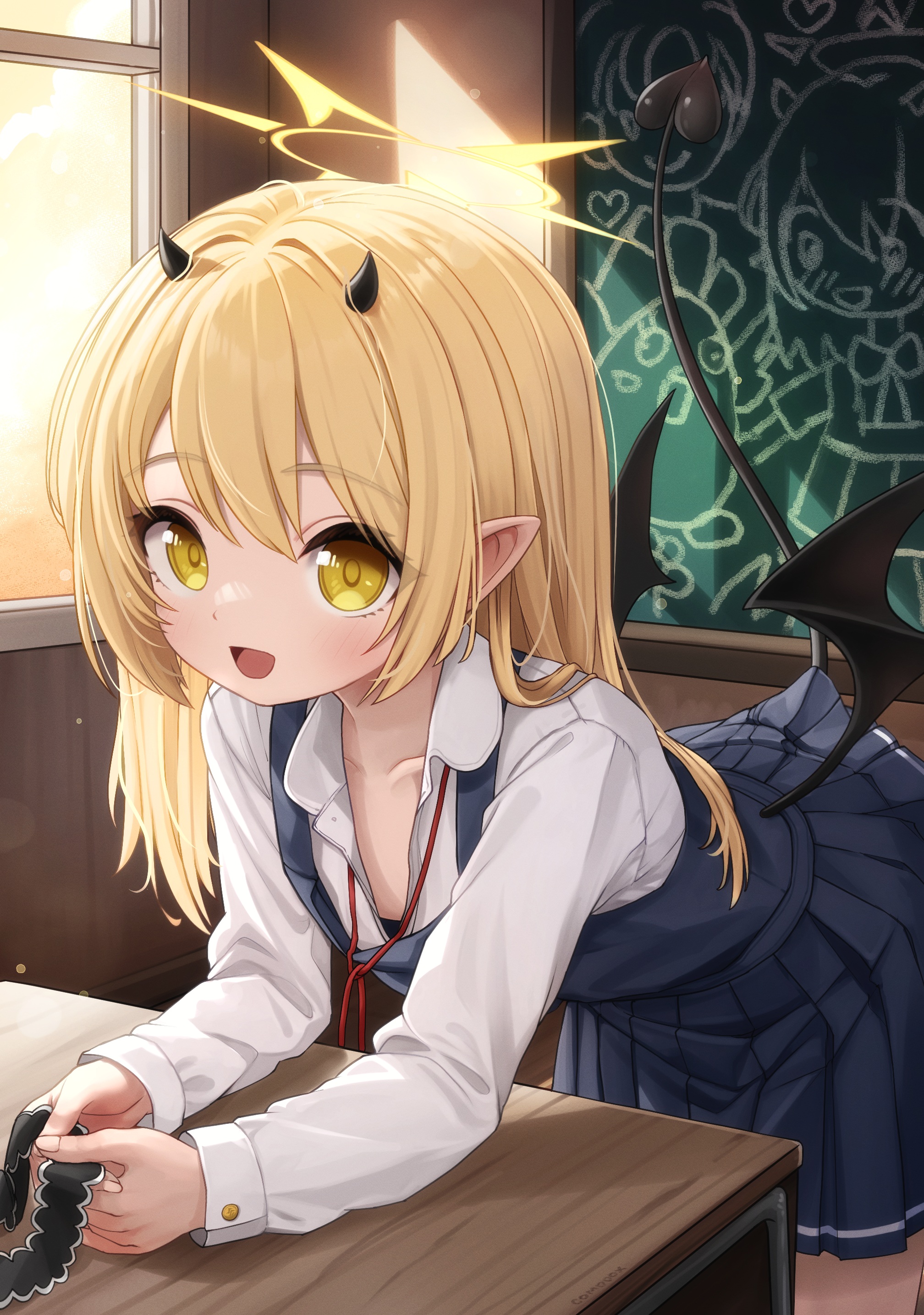 comodomodo blue archive tanga ibuki devil halo horns loli no bra open shirt pointy ears seifuku ...